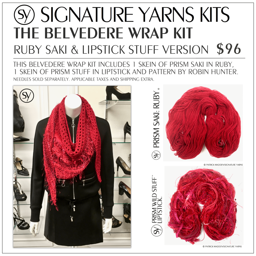 Belvedere Wrap Kit: Ruby Saki with Lipstick Stuff Version – Signature Yarns